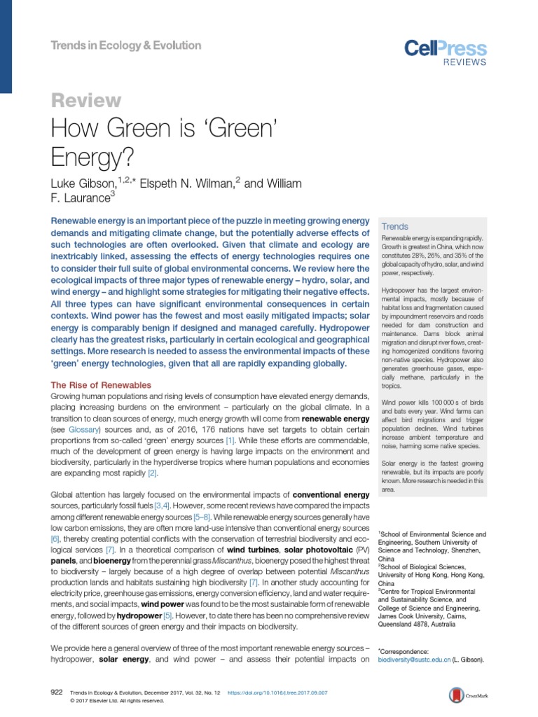 How Green Is Green' Energy | PDF | Renewable Energy | Hydroelectricity