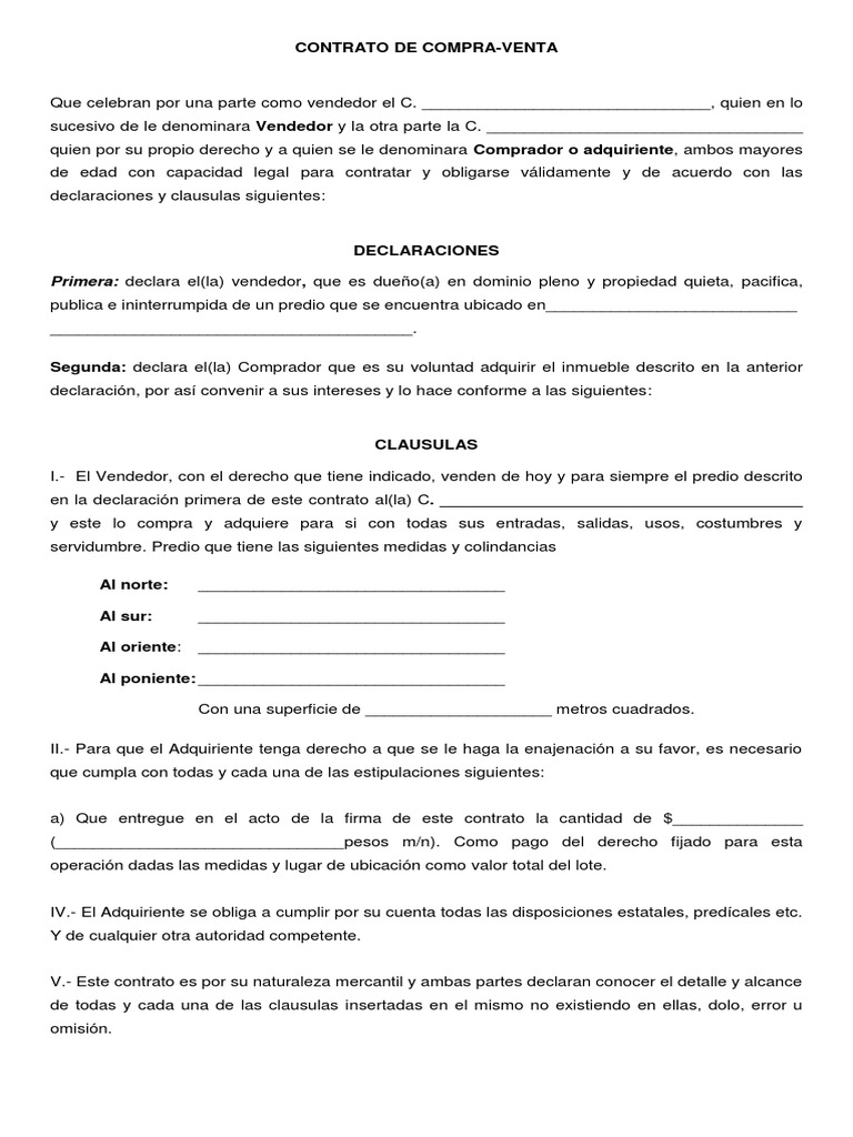Contrato de Compra Venta Terreno | PDF | Propiedad | Ley común