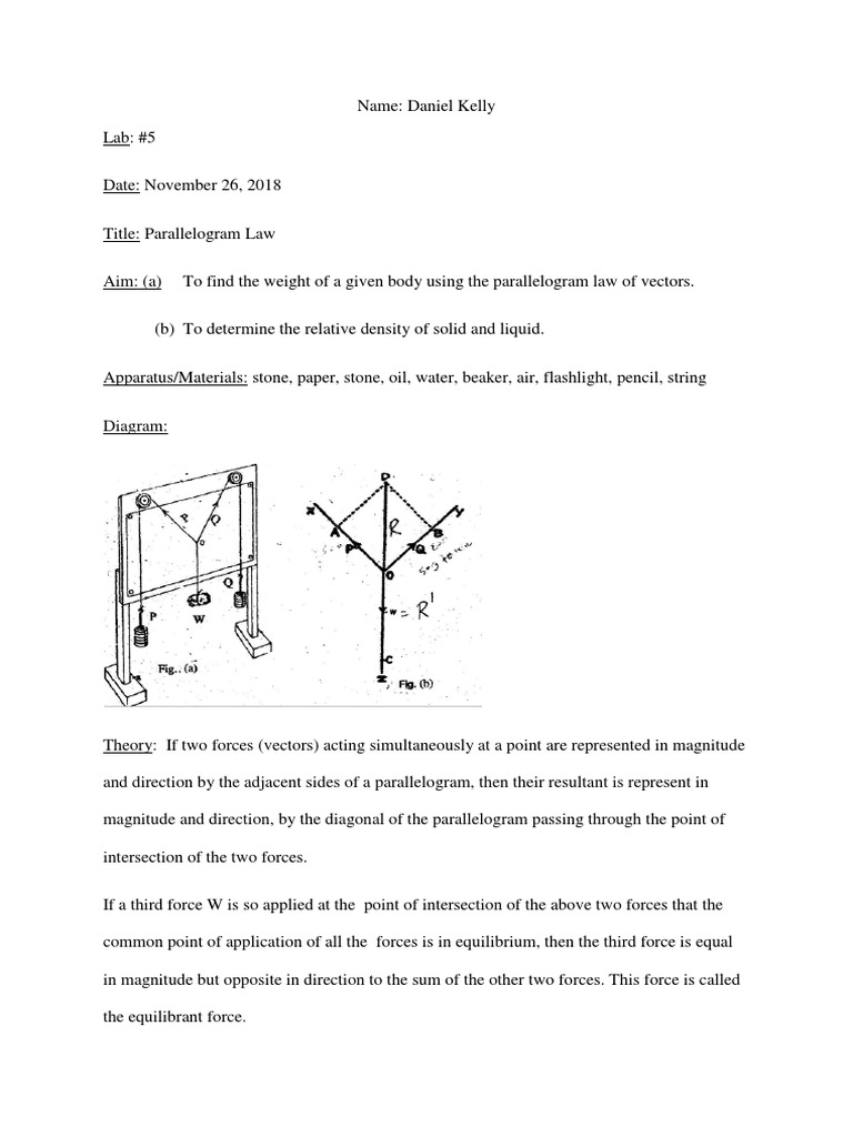 Lab #5 Parallelogram Law | PDF | Force | Quantity