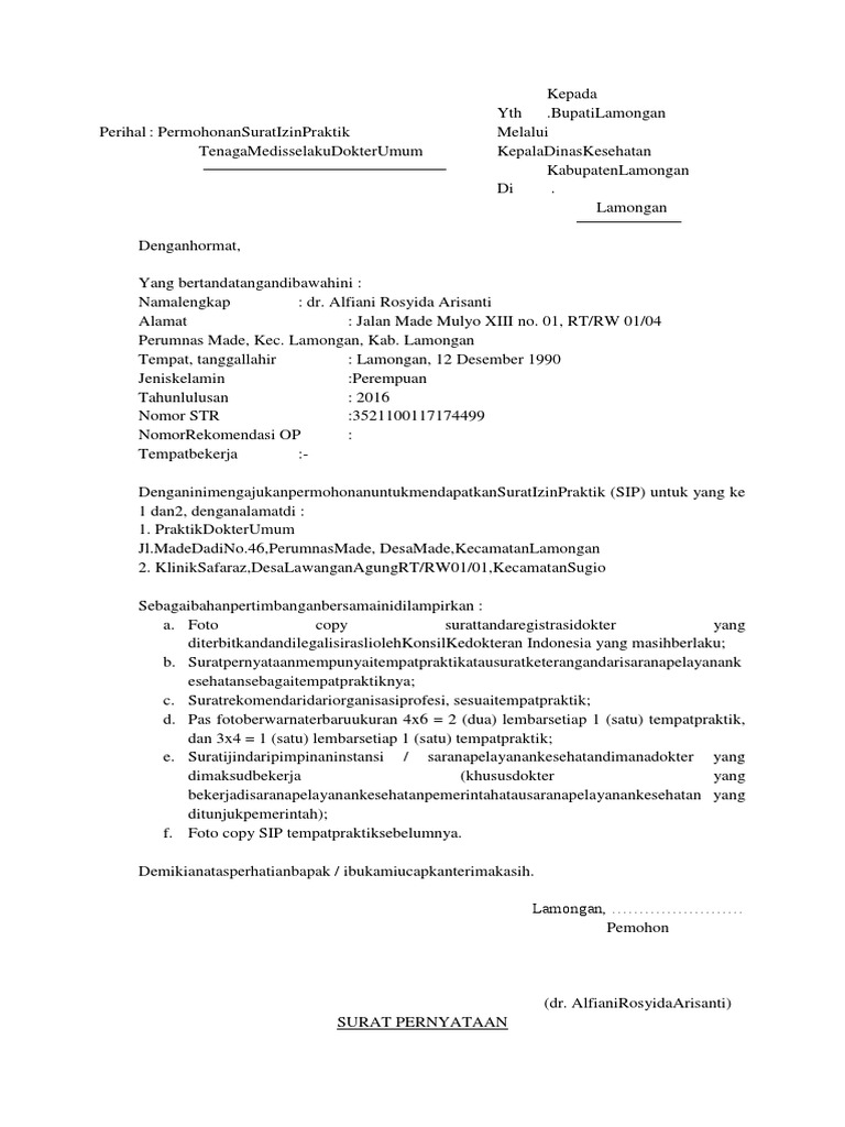 Surat Pengurusan SIP | PDF