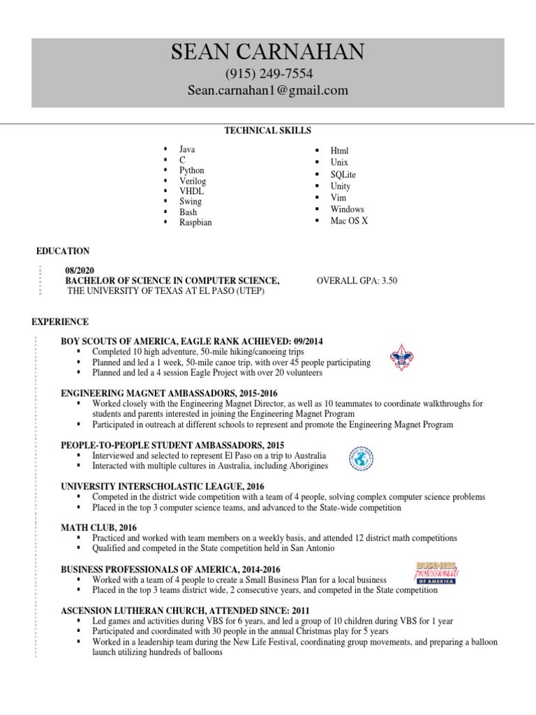 Sean Carnahan Resume | PDF | Computing And Information Technology