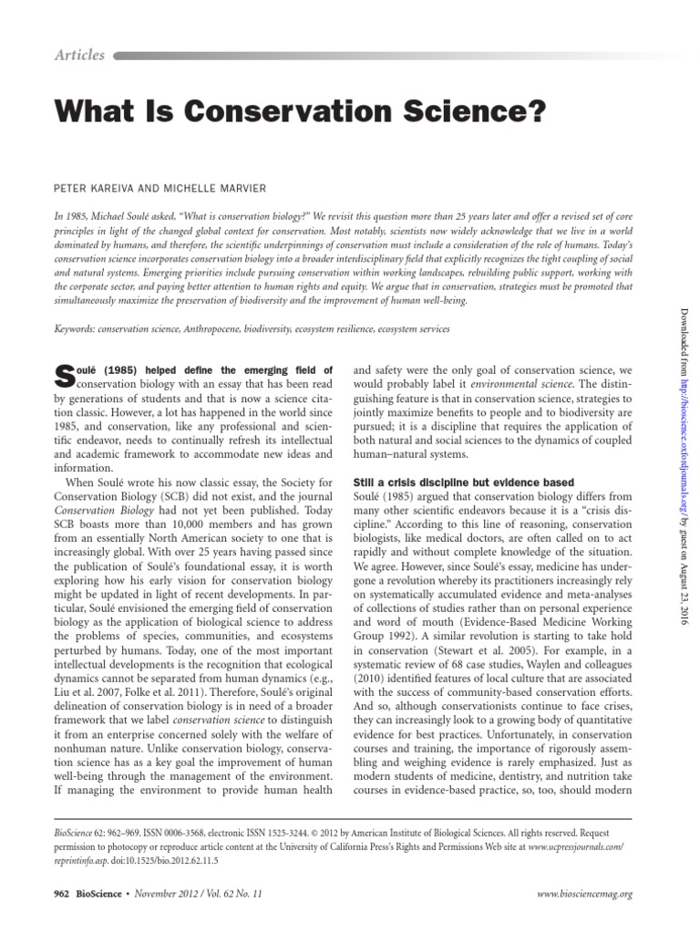 What Is Conservation Science? | PDF | Conservation Biology | Biodiversity