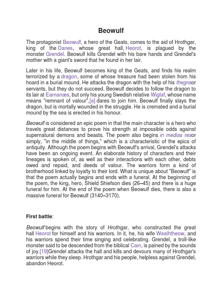 Beowulf: Beowulf Danes Heorot Grendel | PDF | Beowulf | English Folklore