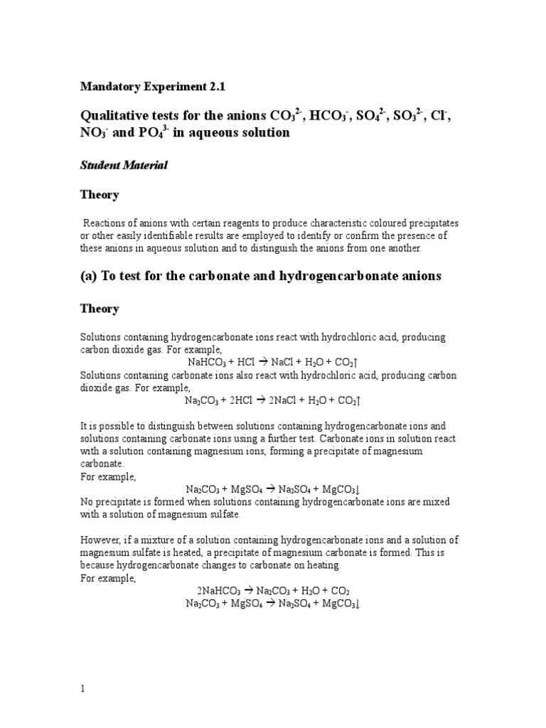 Cations and Anions | PDF | Hydrochloric Acid | Acid