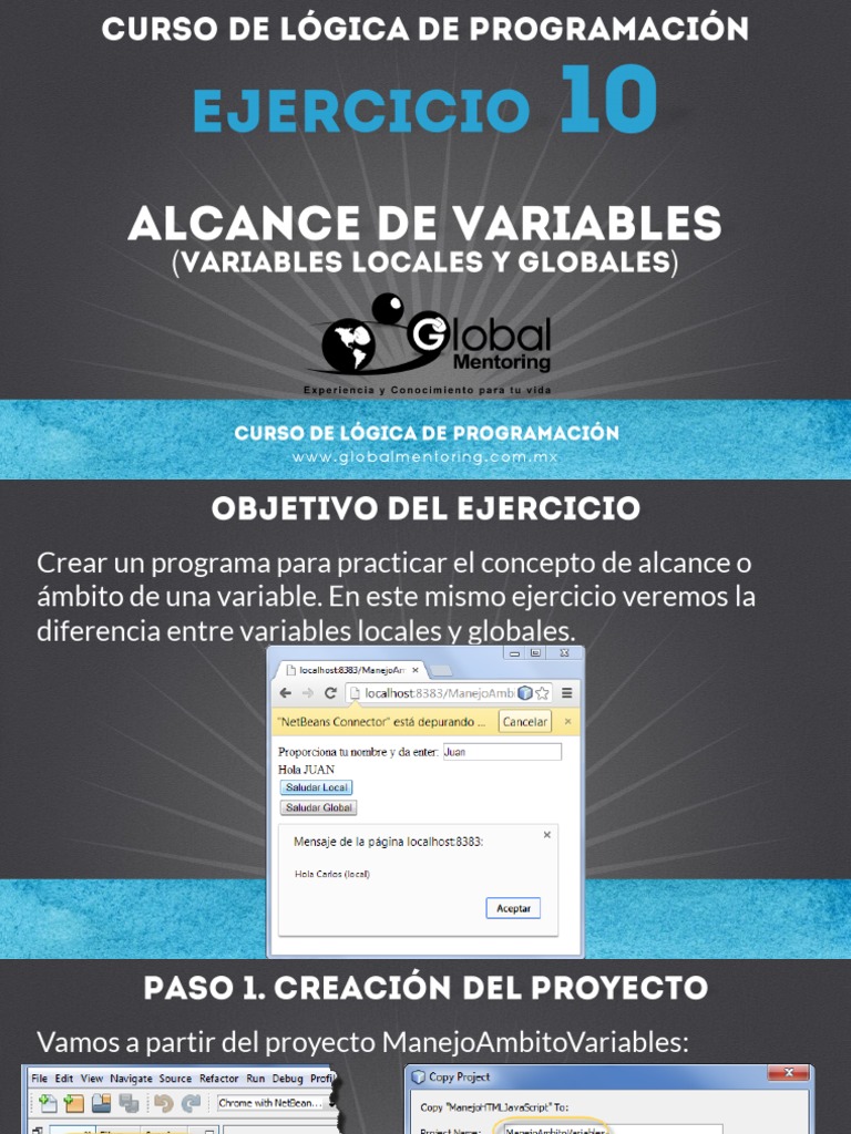 Ejercicio 11 - Alcance de Variables (Variables Locales y Globales) | PDF | Programación de ...