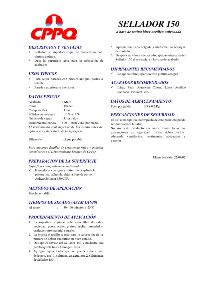 Format CPP Sellador PDF | PDF | Pintar | Materiales