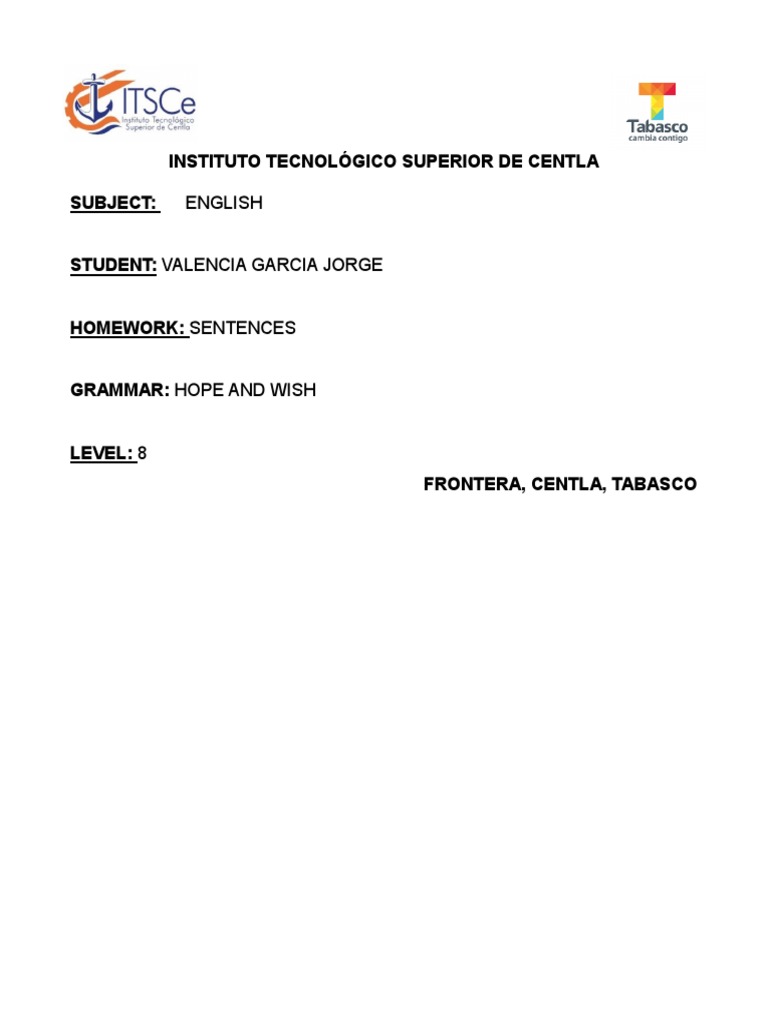 Instituto Tecnológico Superior de Centla Subject: English | PDF
