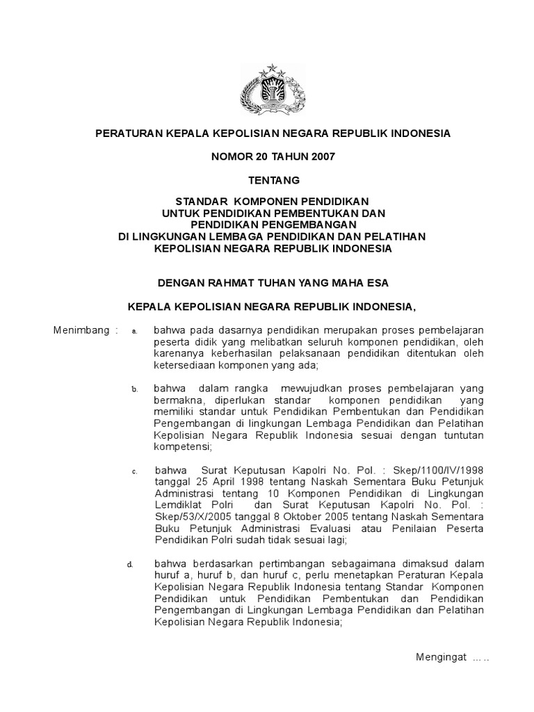Perkap Lemdiklat Polri 10 Komponen Dik | PDF