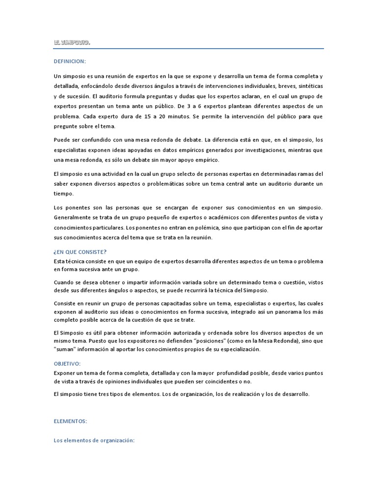 El Simposio | PDF | Simposio | Información