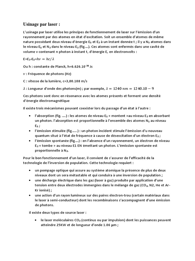 Usinage Laser | PDF | Laser | Photon
