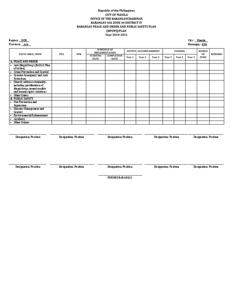 Barangay Peace and Order and Public Safety Plan 2 | PDF | Law ...