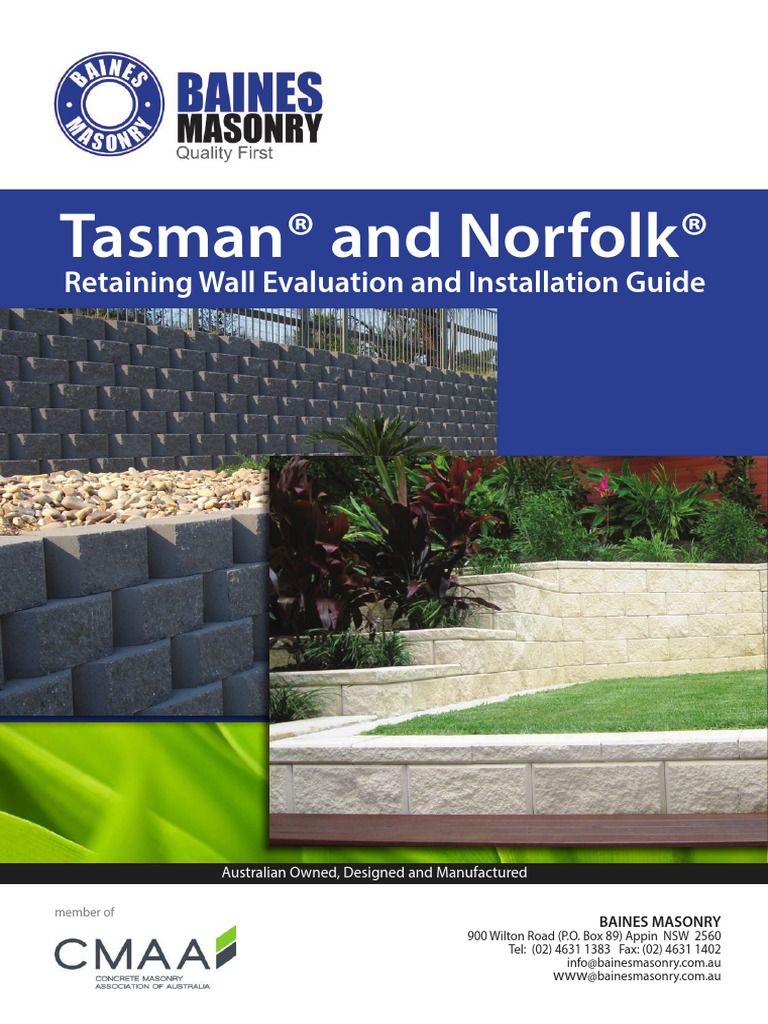 Tasman® and Norfolk®: Retaining Wall Evaluation and Installation Guide ...