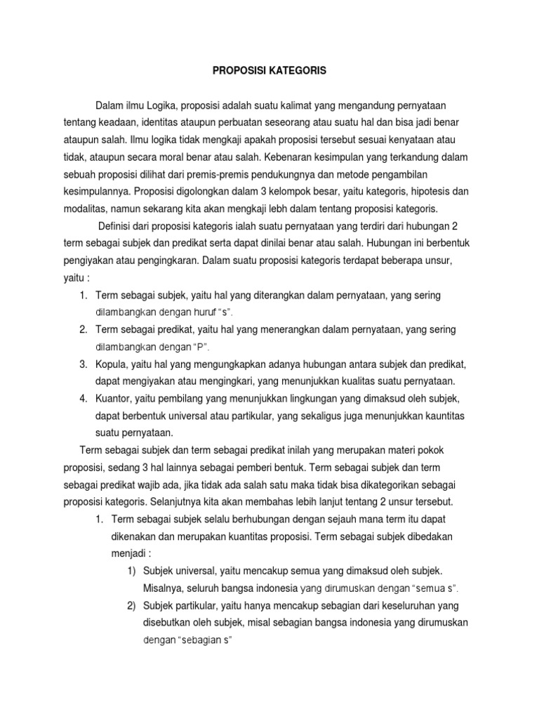 Proposisi Kategoris | PDF | Filsafat