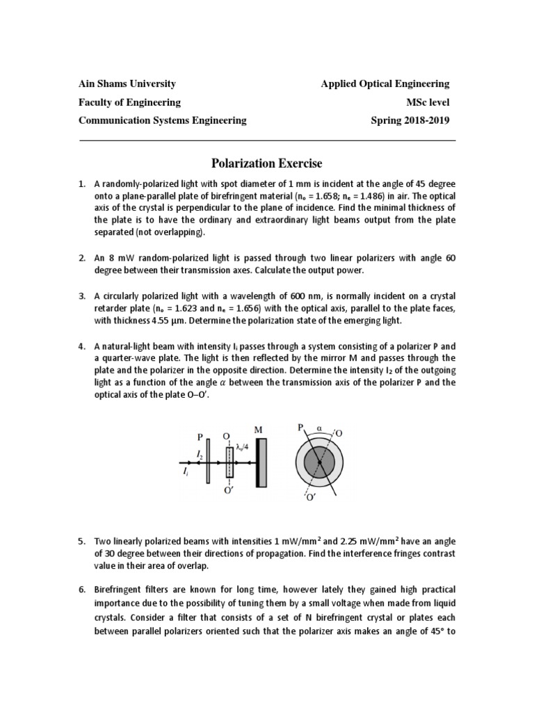 Polarization Sheet | PDF | Polarization (Waves) | Natural Philosophy