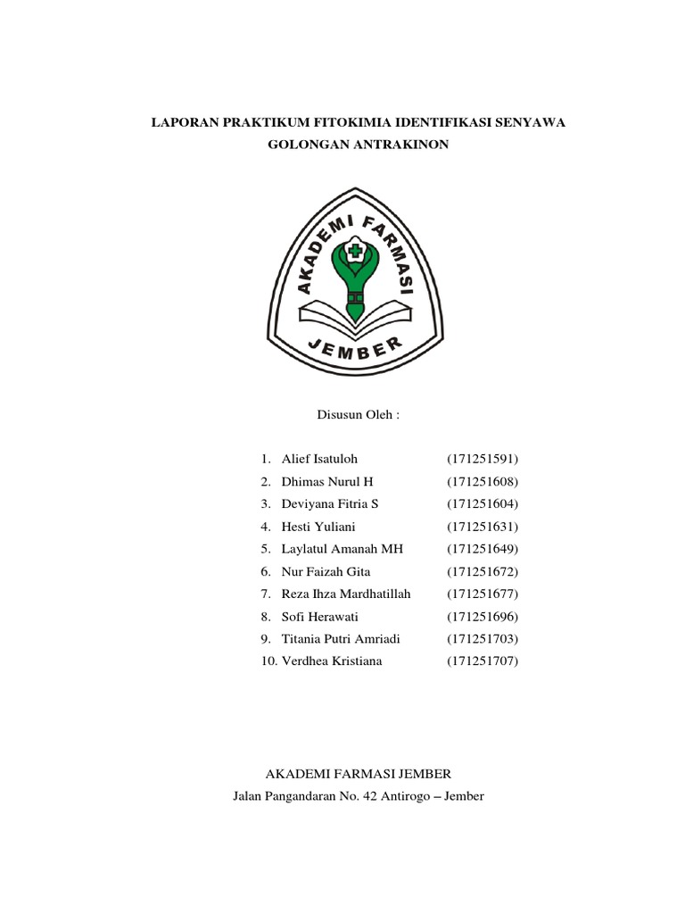 Laporan Praktikum Fitokimia Identifikasi Senyawa Antrokinon | PDF