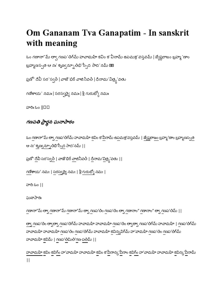 Om Gananam Tva Ganapatim | PDF