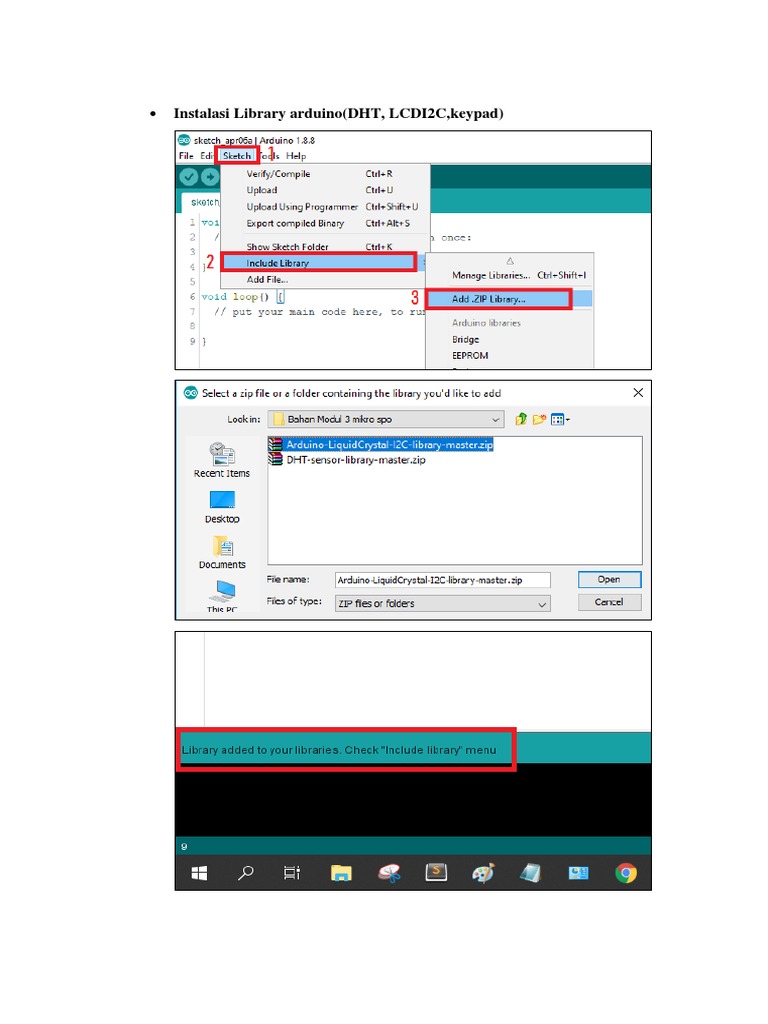 Instalasi Library Arduino (DHT, LCDI2C, Keypad) | PDF | Areas Of ...