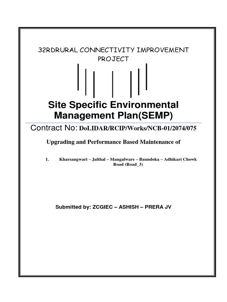 Site Specific Environmental Management Plan (SEMP) : Contract No | PDF ...