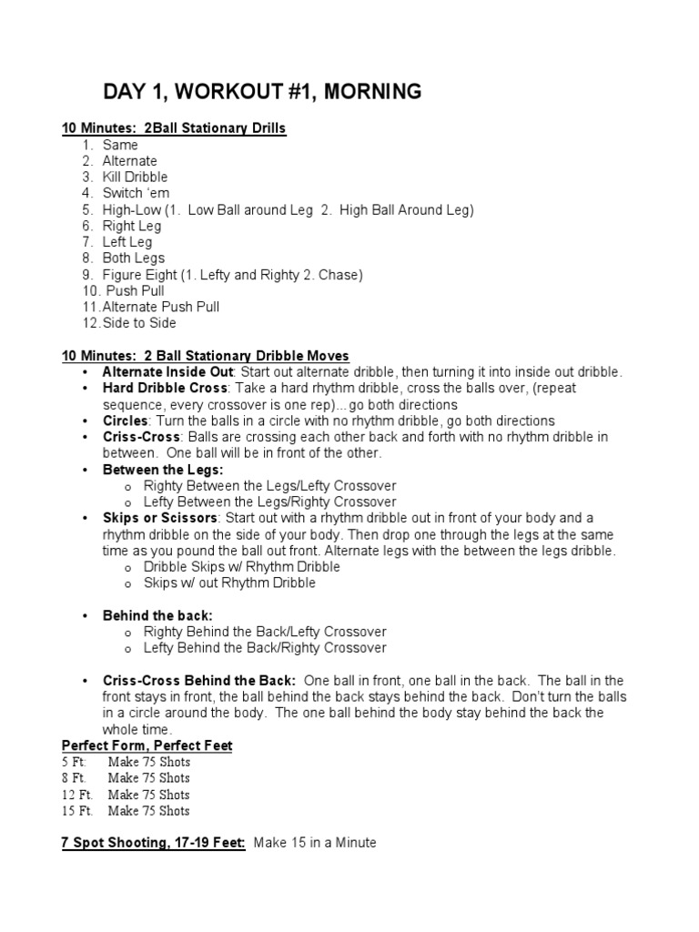 Basketball Workout | PDF | Team Sports | Sports Rules And Regulations