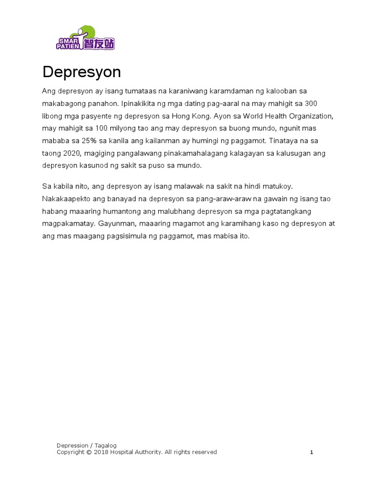 Depression Tagalog PDF | PDF