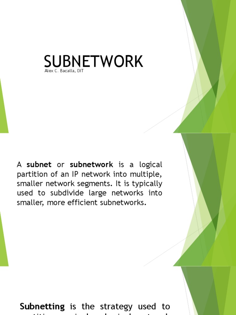 Subnetwork: Alex C. Bacalla, DIT | PDF | Internet Protocols | Internet