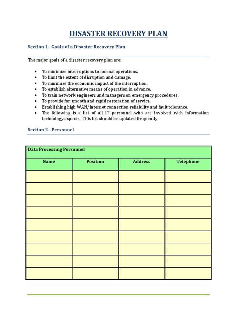 Disaster Recovery Plan Template | PDF | Backup | Computer Engineering