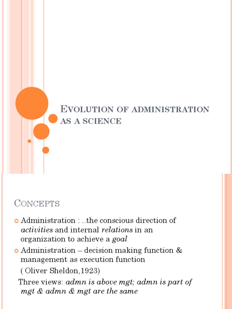 Evolution of Administration as Science | PDF | Public Administration | Goal