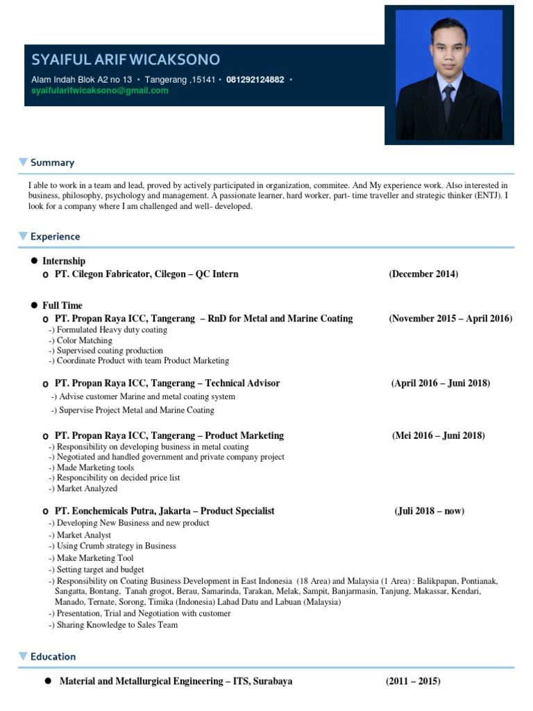 CV - SYaiful Arif Wicaksono | PDF | Business Economics | Microeconomics