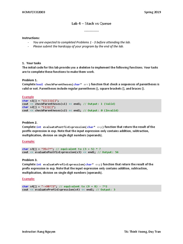 Lab 04 - Stack Vs Queue | PDF