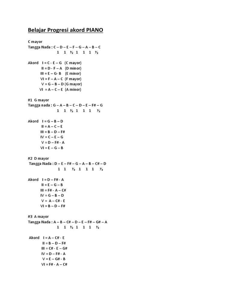 Belajar Piano Progresi Akord | PDF