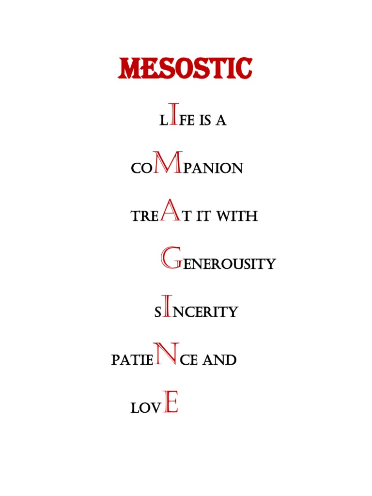 Mesostic I M A G I N E: L Feisa | PDF
