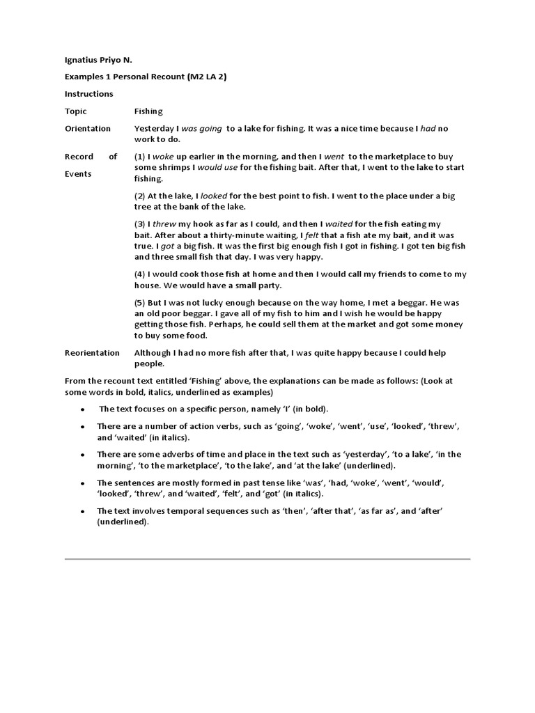 Examples 1 Personal Recount (M2 LA 2) | Download Free PDF | Semiotics ...