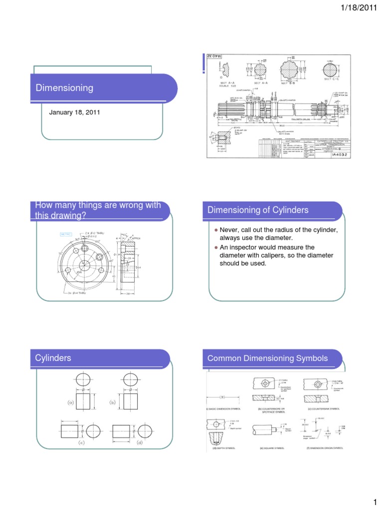 Dimension Examples Slides | PDF | Surface Roughness | Machining