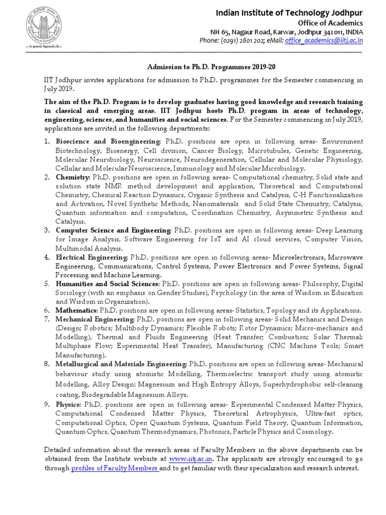 Advertisement - PHD 2019-20 - 20032019 | PDF | Bachelor's Degree ...