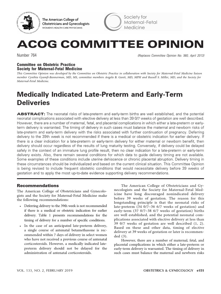 Acog Medicamentos Parto Pretermino | PDF | Childbirth | Preterm Birth