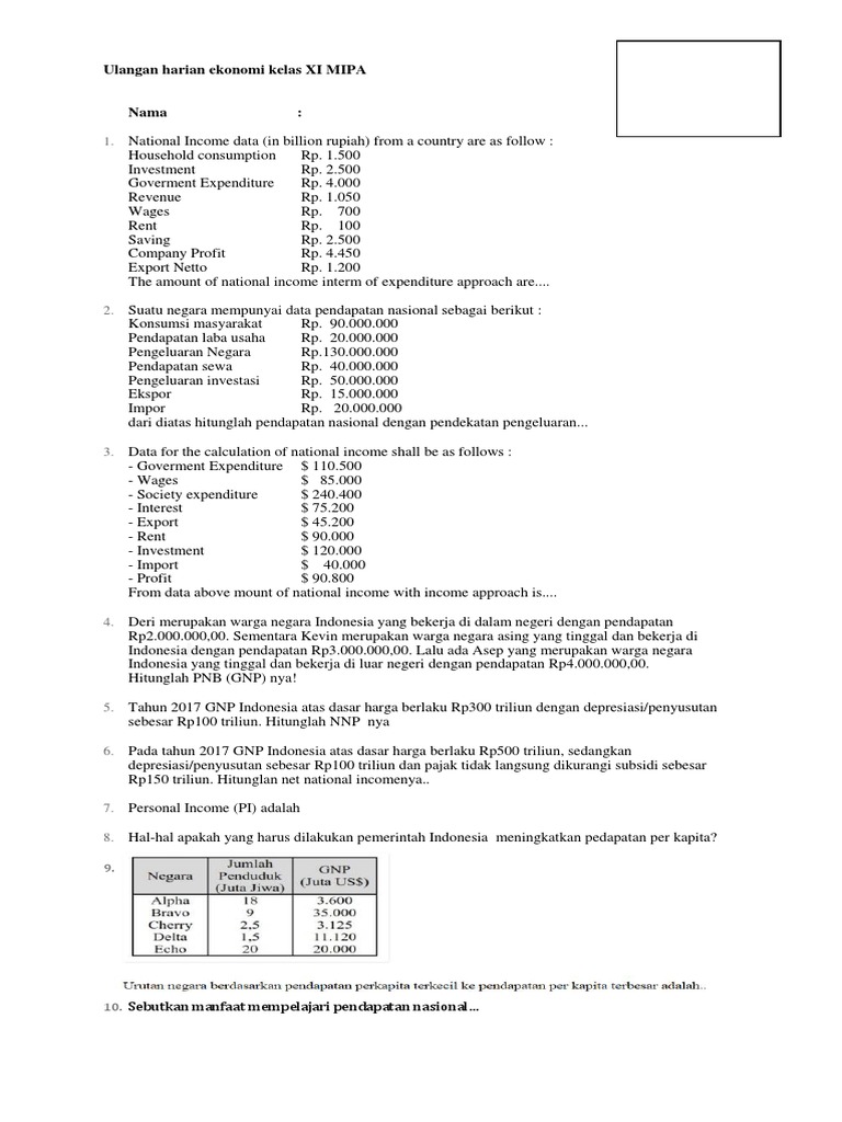 Soal Ulangan Ekonomi Kelas XI MIPA | PDF