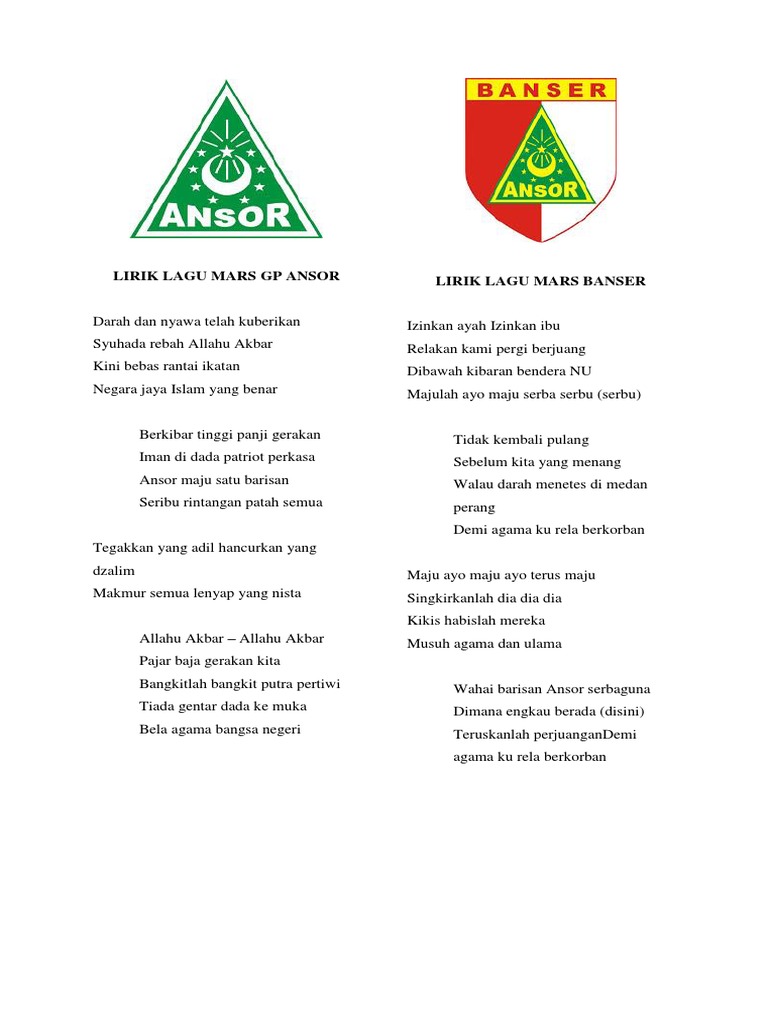 Mars Banser Dan Ansor | PDF | Olahraga & Rekreasi