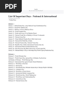Important National & International Days | PDF | Wellness | Medical