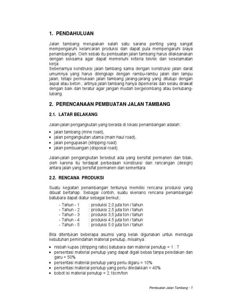 Perencanaan dan Konstruksi Jalan Tambang | PDF