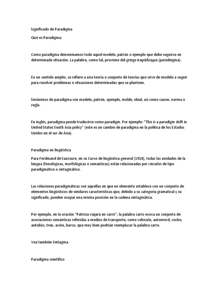 Significado de Paradigma | PDF | Paradigma | Complejidad
