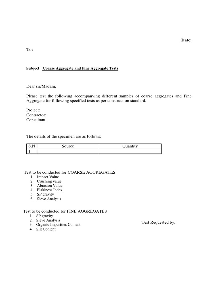 Letter For Aggregate Test | PDF