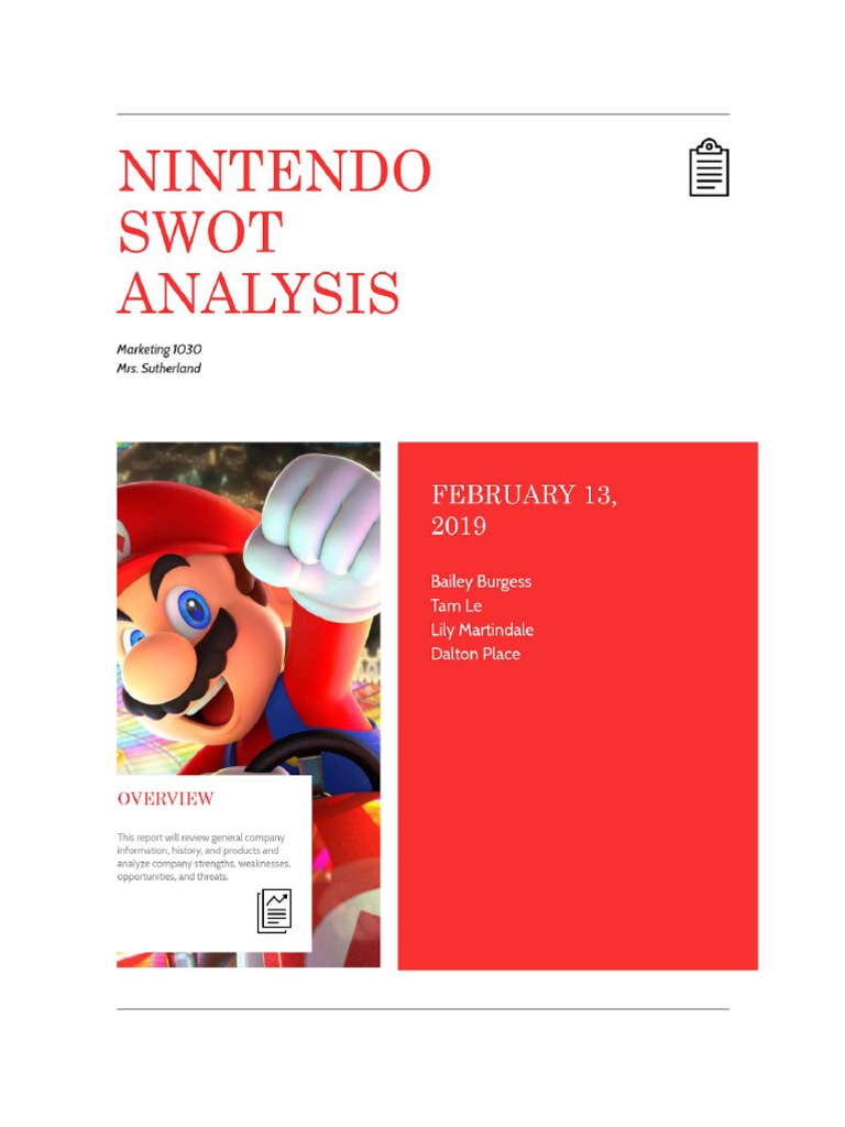 Nintendo Swot Analysis Nintendo Video Game Consoles 