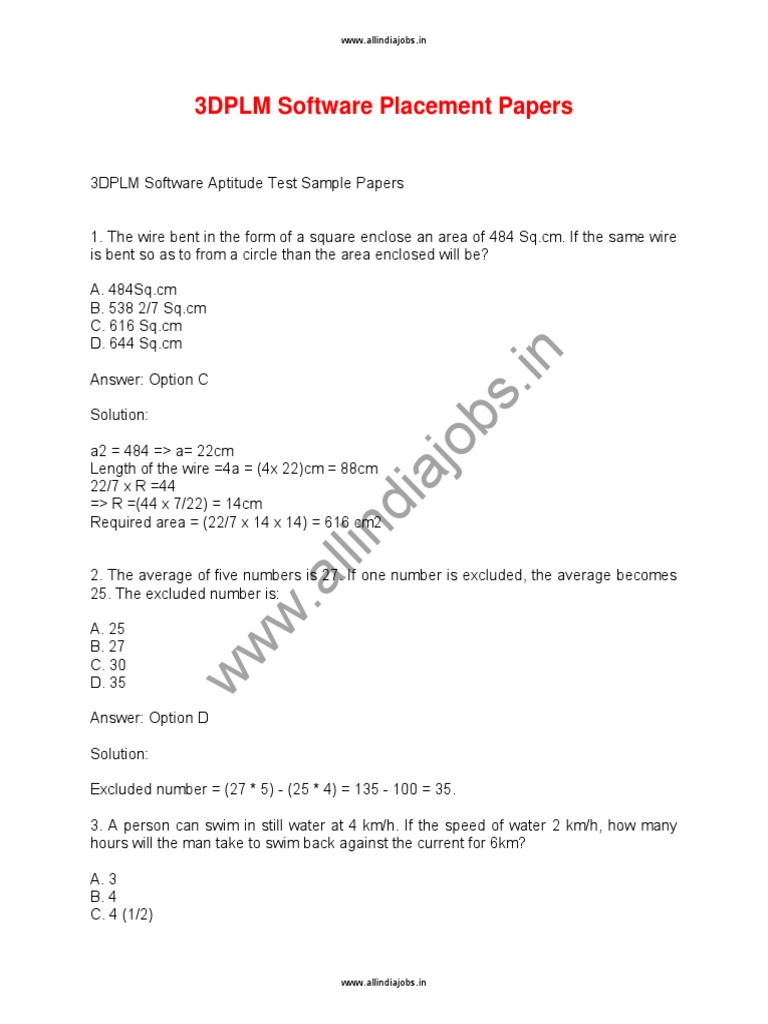 3DPLM Placement Papers PDF Download PDF | Download Free PDF | Ratio ...