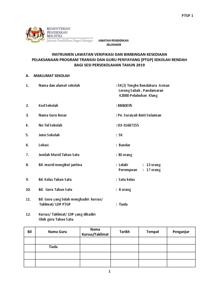Instrumen Program Transisi 2019 | PDF