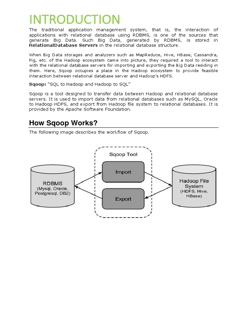 How Sqoop Works Relationaldatabase Servers In The Relational Database Structure Pdf Apache
