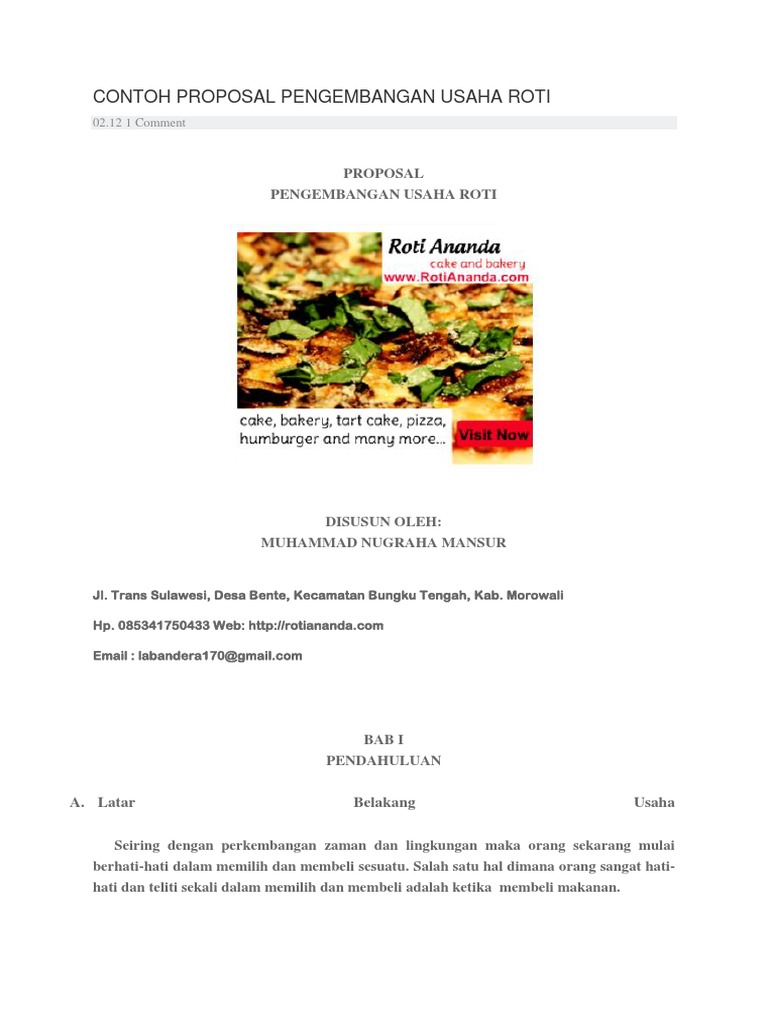 Proposal Pengembangan Usaha Roti | PDF | Bisnis
