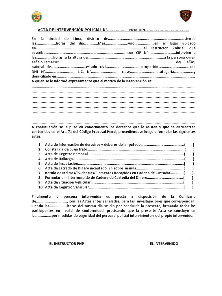 Actas PNP-NCPP-1 | PDF | Ley Pública | Justicia