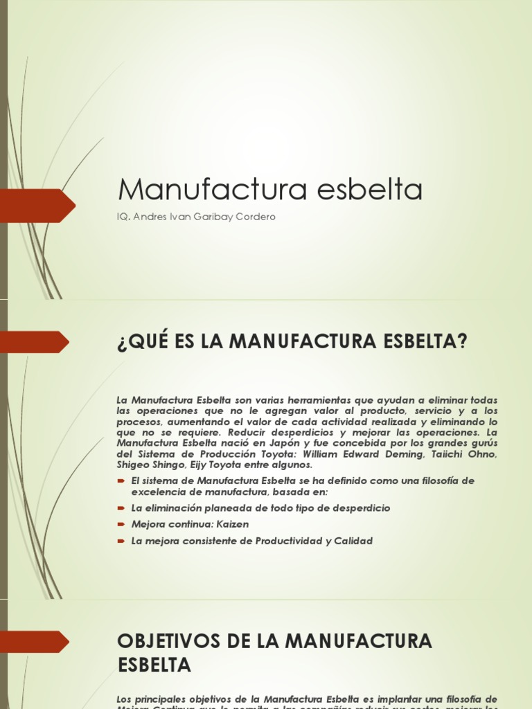 Manufactura Esbelta | PDF | Lean Manufacturing | Procesos de negocio