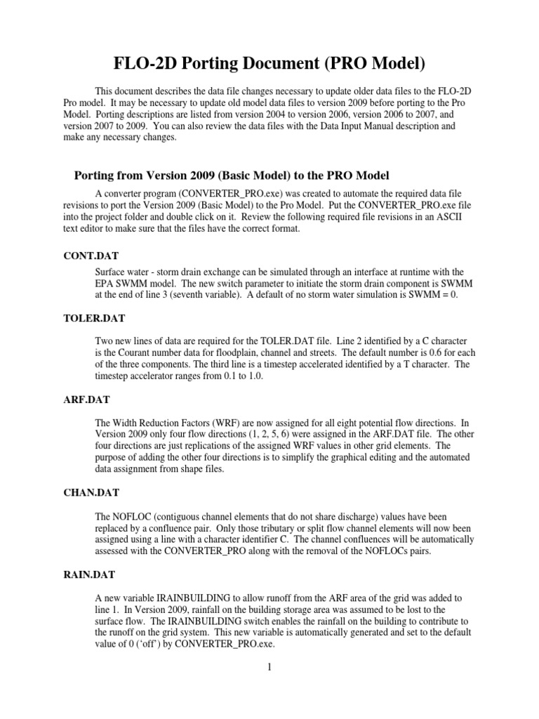 FLO-2D Porting Document (PRO Model) | PDF | Levee | Equations