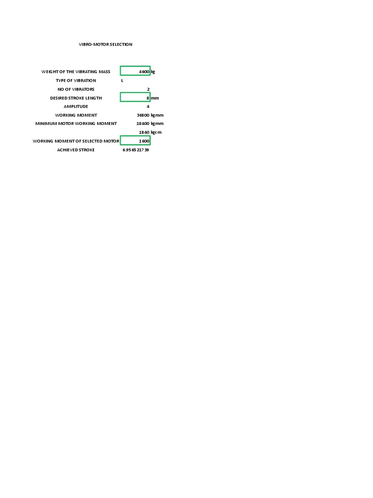 Vibro-Motor Selection Parameters | PDF